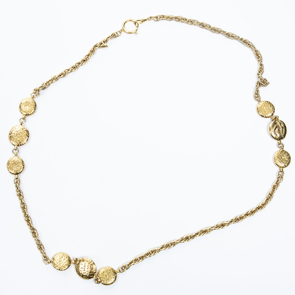 CHANEL | Jewelry | Chanel Embossed Chanel Logo Chain Necklace In Gold ...
